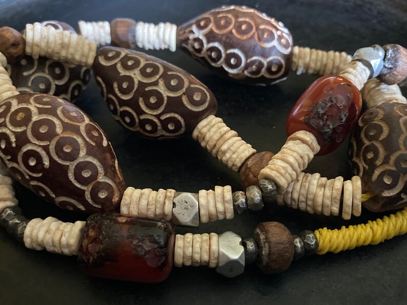 Necklace of African Beads Ostrich Egg Shell African Amber - Etsy
