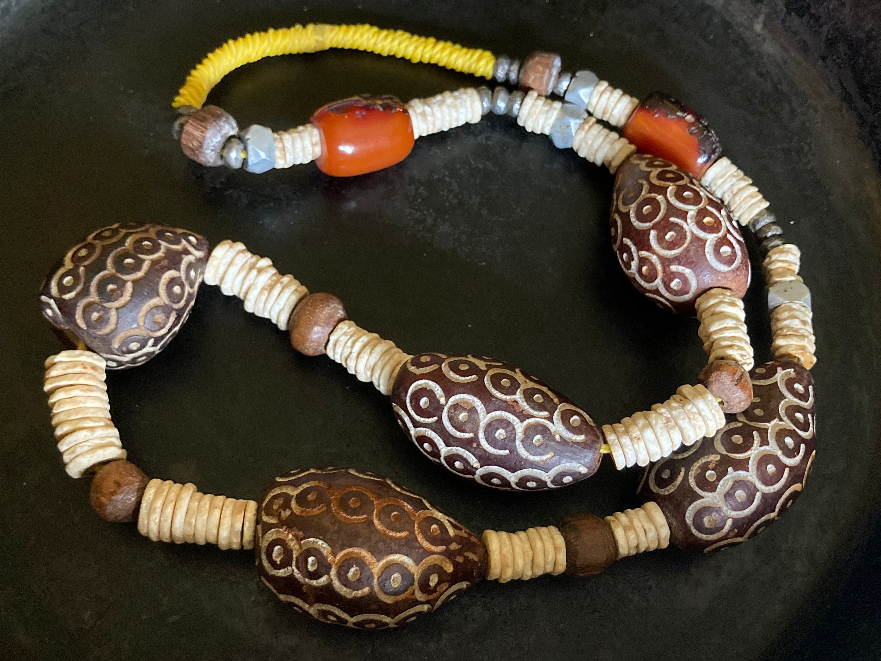 Necklace of African Beads Ostrich Egg Shell African Amber | Etsy