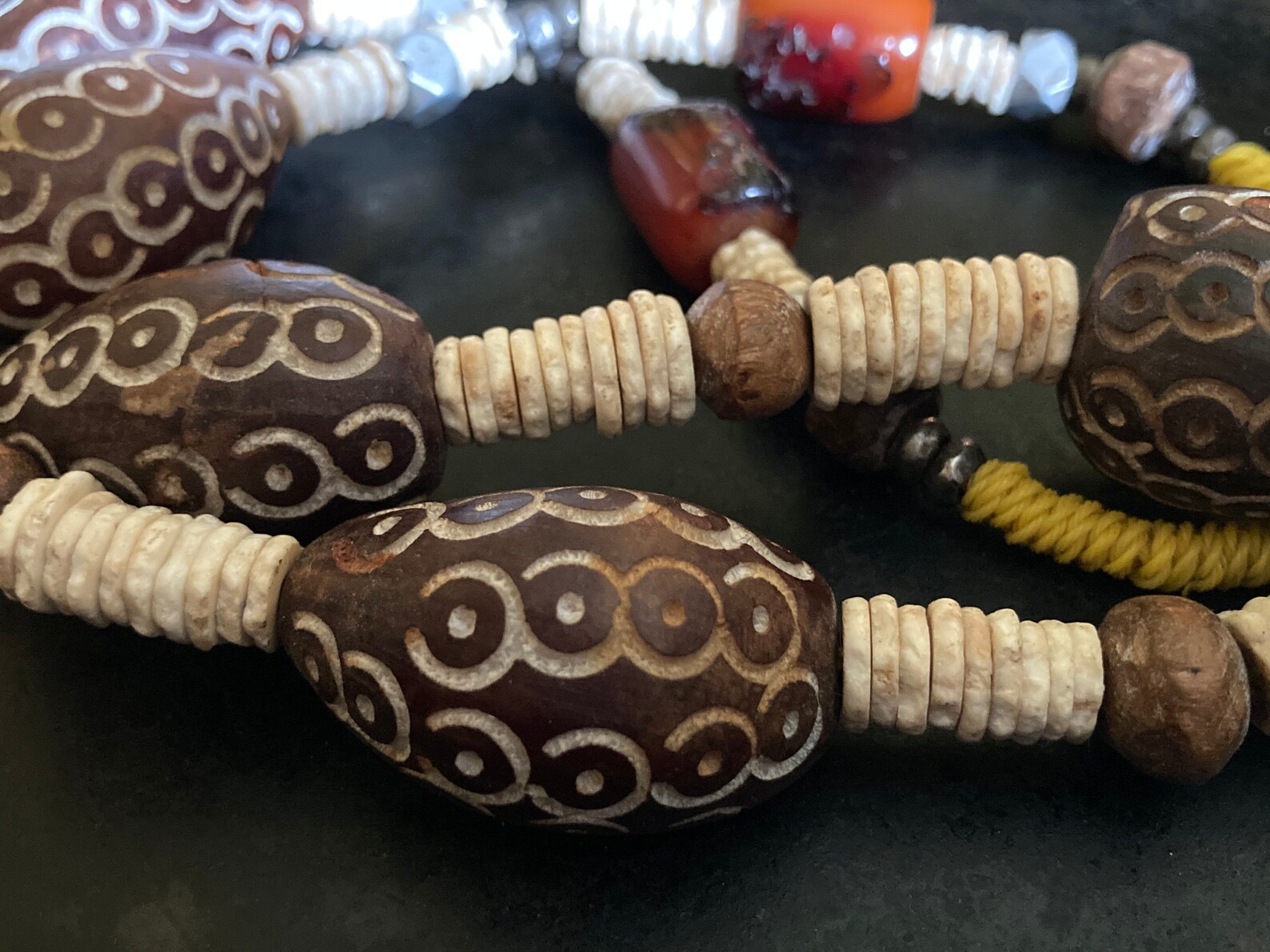 Necklace of African Beads Ostrich Egg Shell African Amber | Etsy