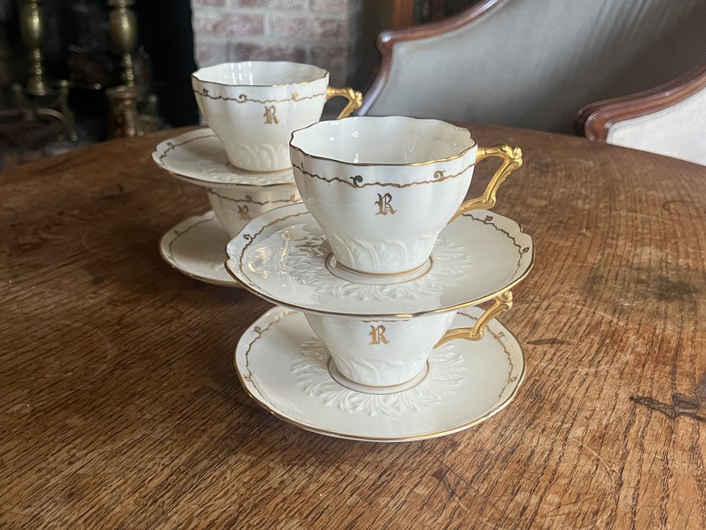 Set of 4 Very Fine Belleek Willets Eggshell Porcelain Cups and Saucers ...