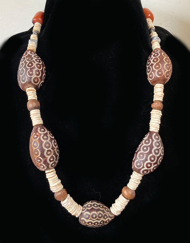 Necklace of African Beads Ostrich Egg Shell African Amber | Etsy