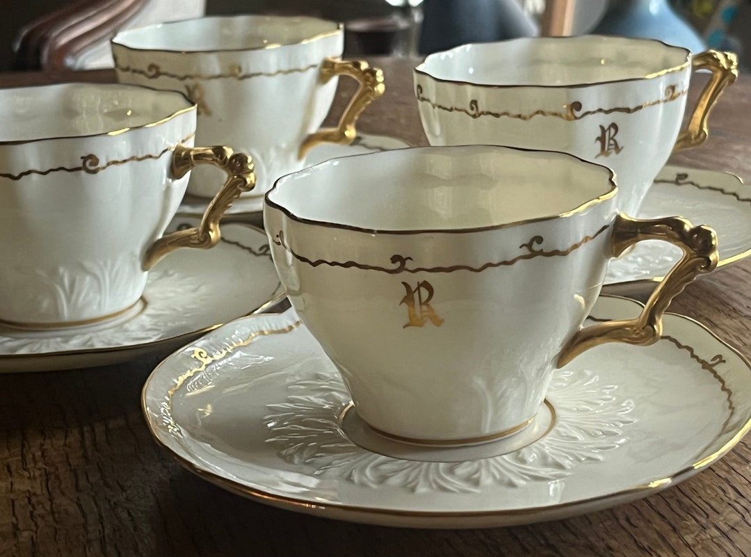 Set of 4 Very Fine Belleek Willets Eggshell Porcelain Cups and Saucers ...