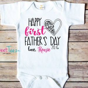 First Father's Day Shirt Heart Pink Artsy Baby Girl - Etsy