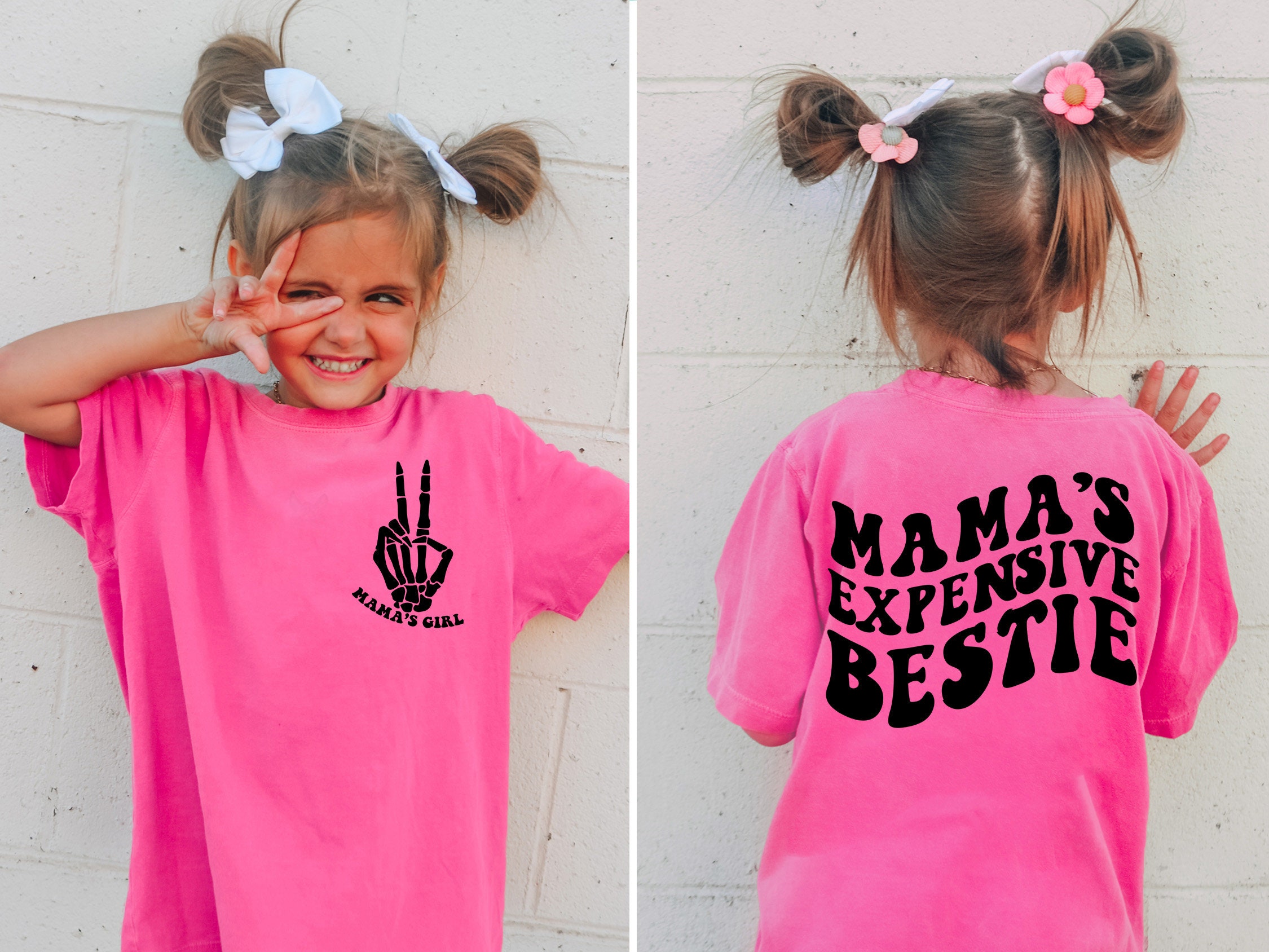Trendy Girls Shirt, Mama's Expensive Bestie Tee, Pink Comfort Colors ...