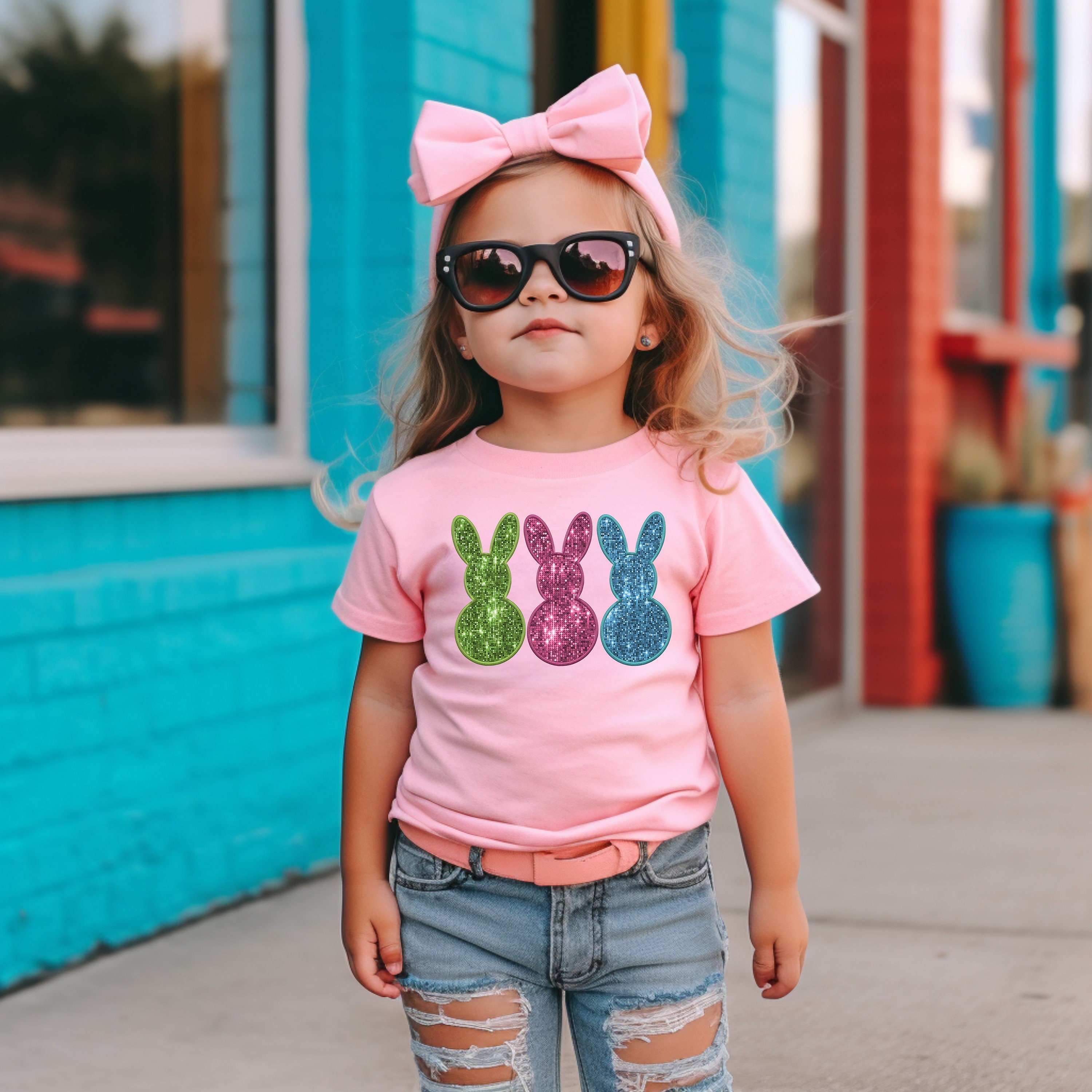 Easter Shirt, for Girls, Faux Glitter, Bunny Shirt, Pink Shirt for ...