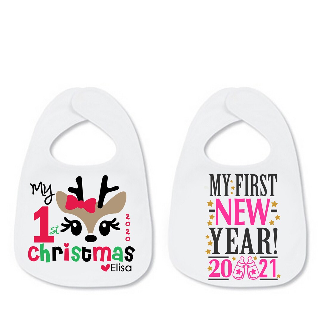 First Chrismas Bibs, first Christmas baby Bibs, Personalized first ...