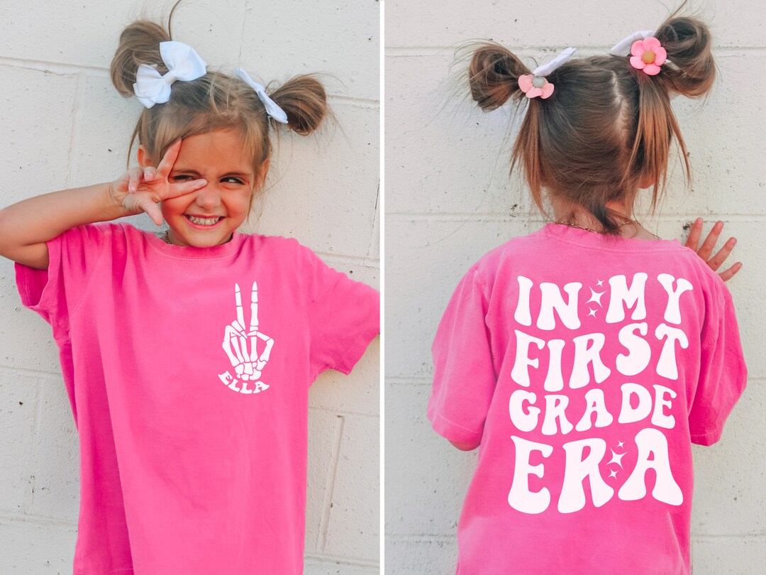 1st Grade Era Shirt for Girl, With Name, Pink Comfort Colors® Tshirt ...