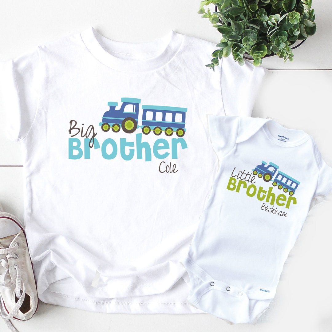 Big Brother Little Brother Shirt Set, With Names, Train Tshirts, Baby ...