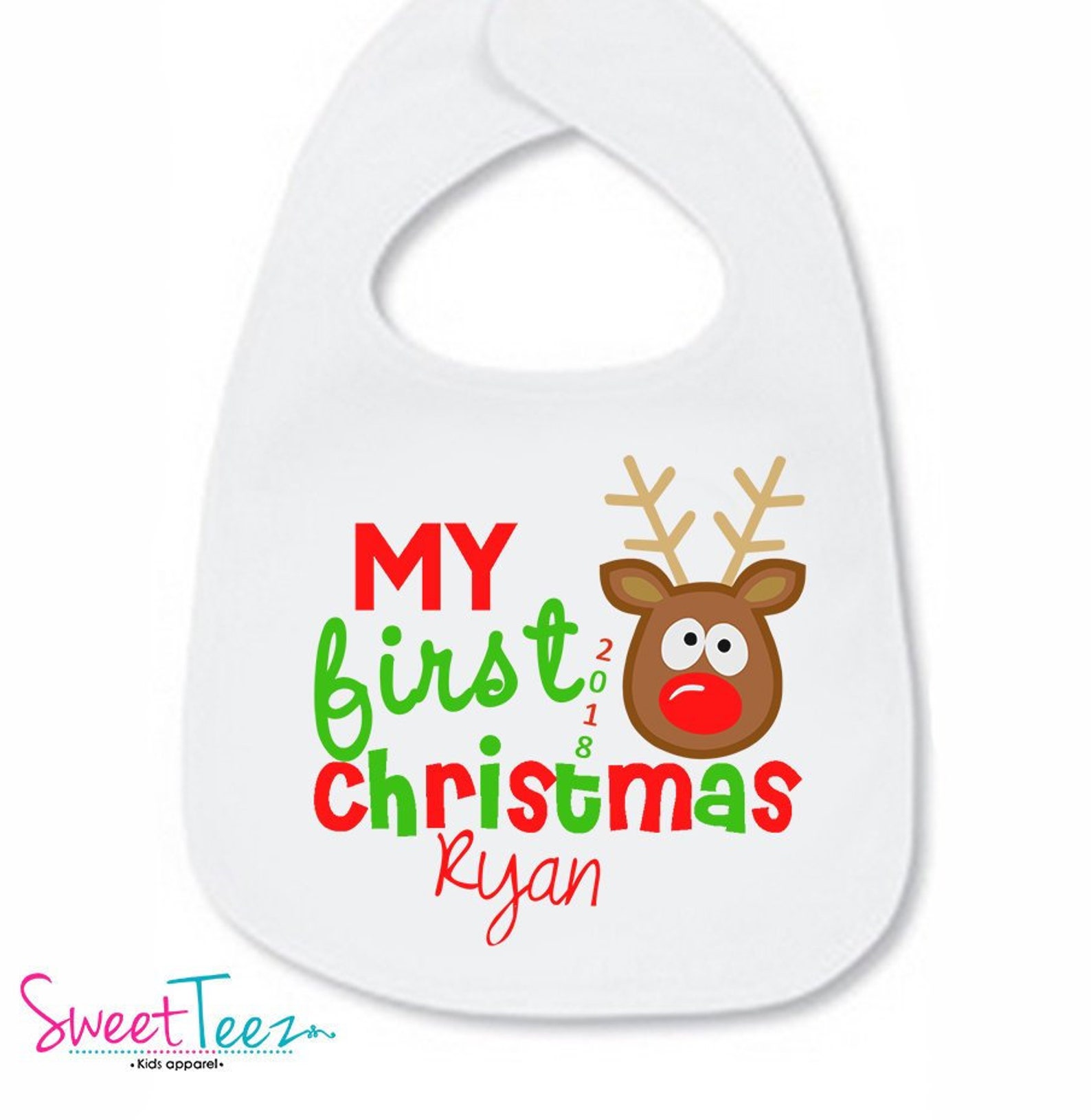 My First Christmas Bib Personalized Christmas Bib Baby Bib - Etsy