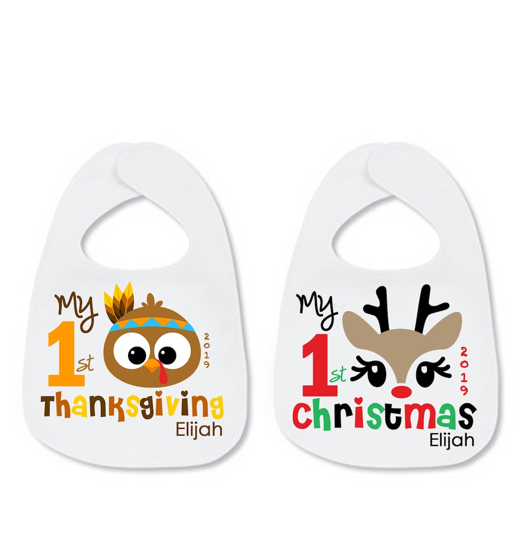 First Thanksgiving Bib Set , Personalized Thanksgiving Bibs , My First ...