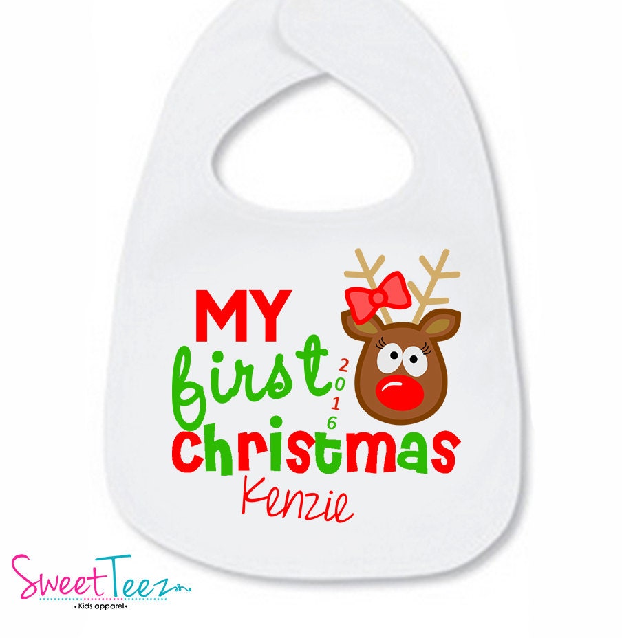 My First Christmas Bib Personalized Christmas Bib Baby Bib - Etsy