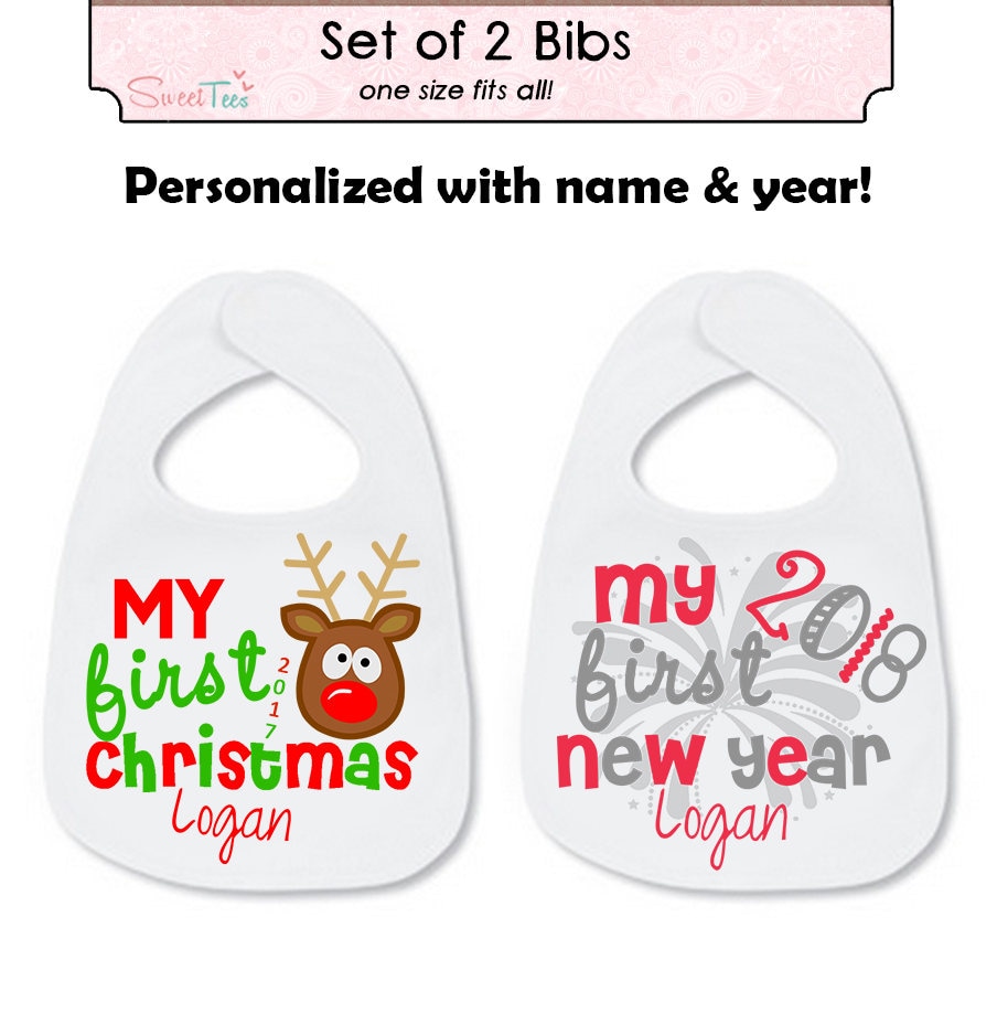 First Chrismas Bibs for Baby Girls 1st Christmas Bib Set - Etsy