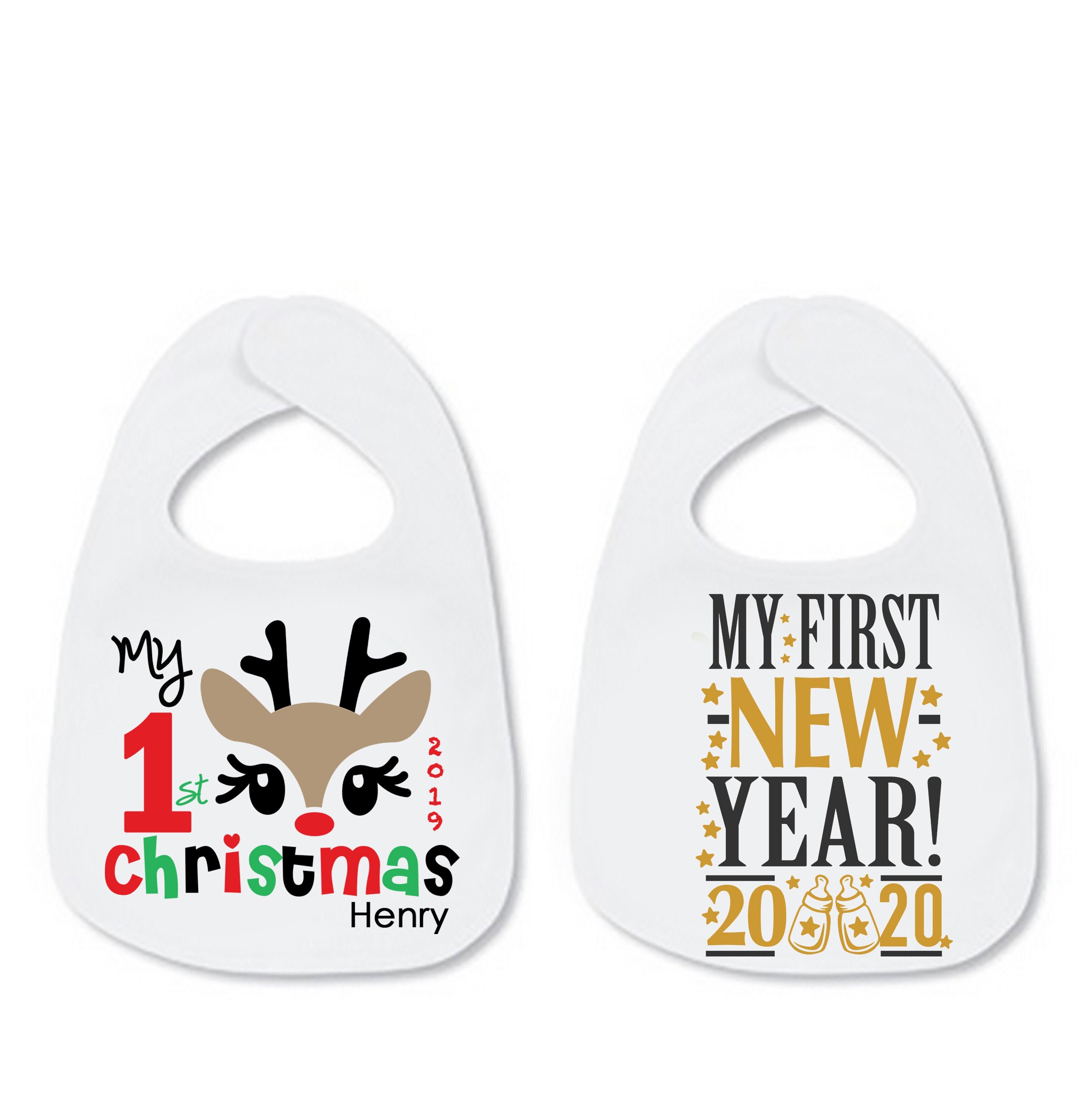 First Chrismas Bibs first Christmas baby Bibs Personalized - Etsy Nederland