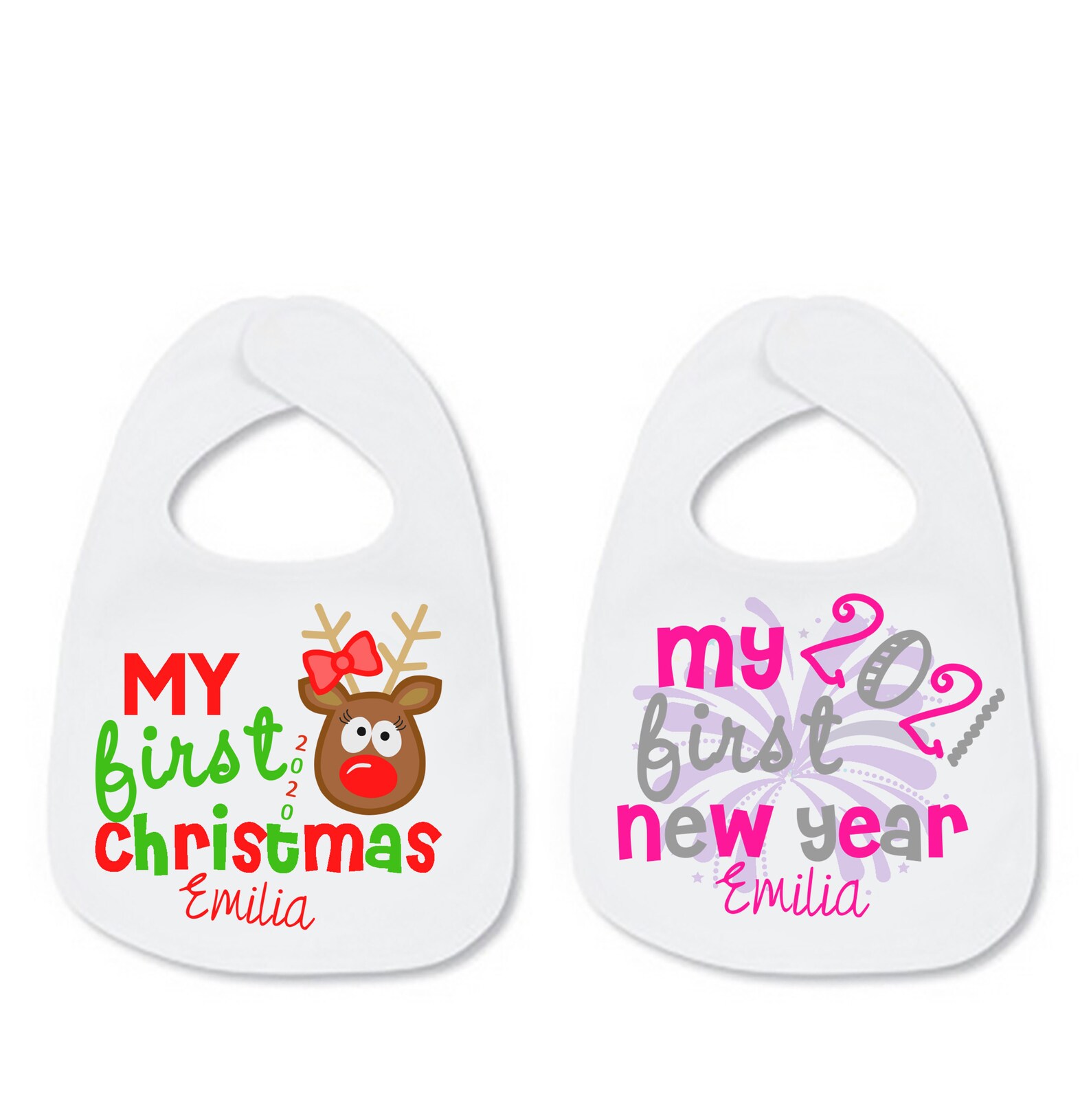 First Chrismas Bibs for Baby Girls 1st Christmas Bib Set - Etsy