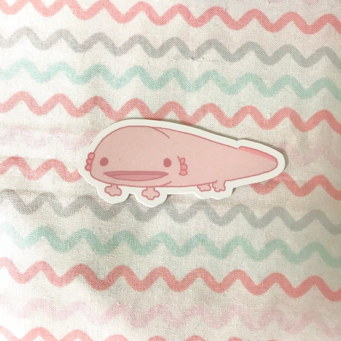 Cute Kawaii Axolotl Waterproof Sticker Pastel Pink - Etsy