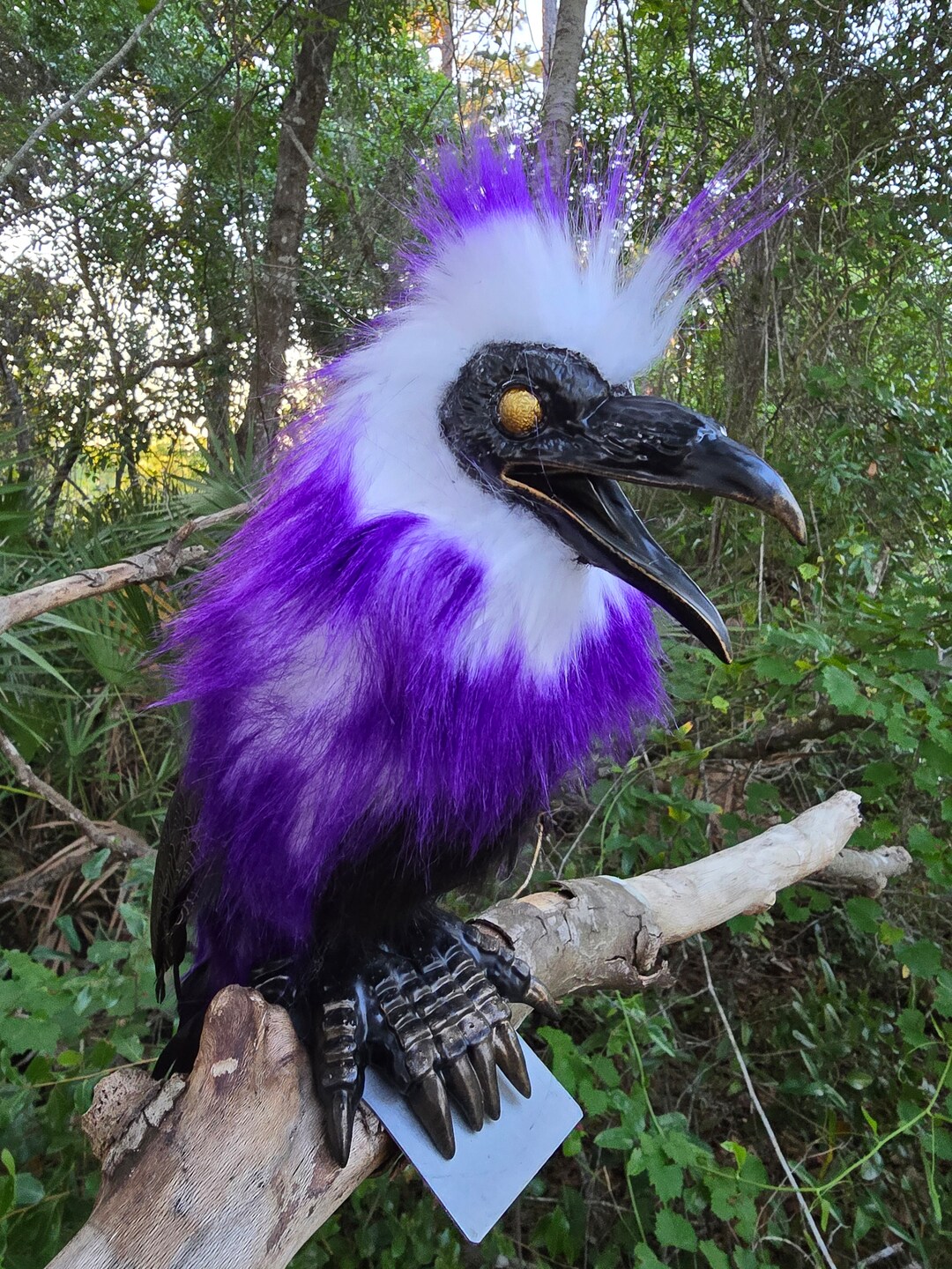 LARGE AVIAN: Royal Purple Raven Woodbaby, Handmade Shoulder-sitting ...