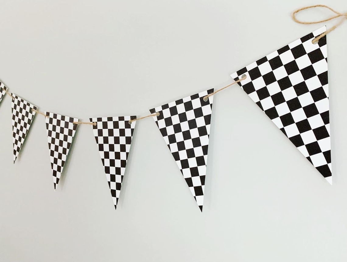Checkered Flag Banner Racing Birthday Decoration Race - Etsy