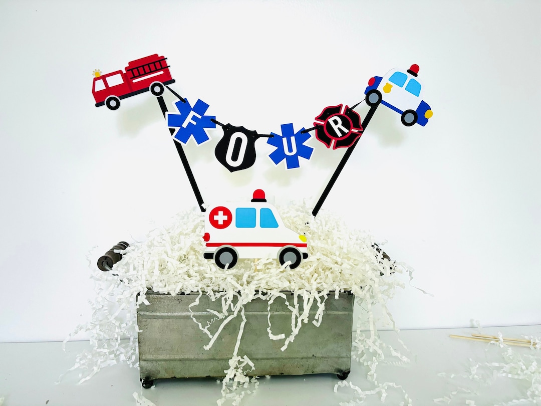 First Responders Cake Topper, Emergency Vehicles Birthday Party ...
