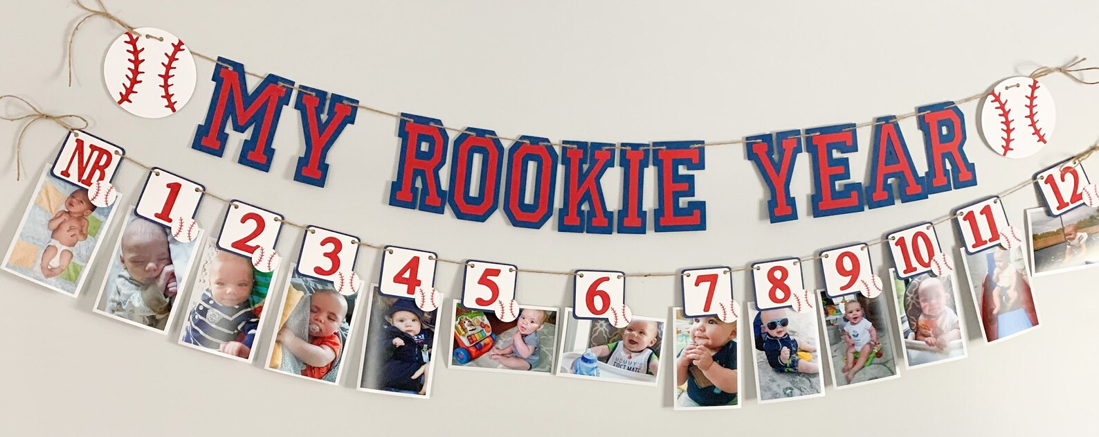 Baseball First Birthday Photo Banner Rookie of the Year First - Etsy