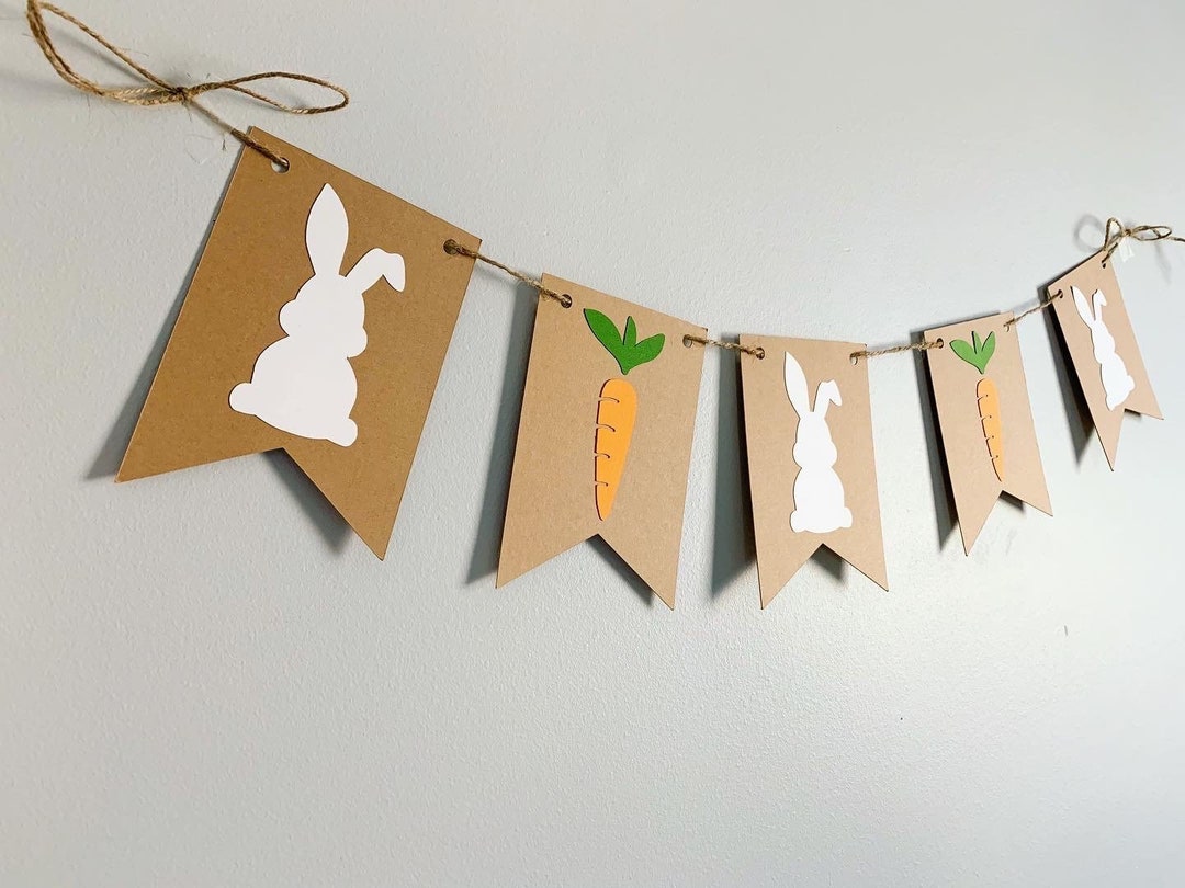 Easter Decorations, Easter Banner, Bunny and Carrot Banner, Bunny and ...
