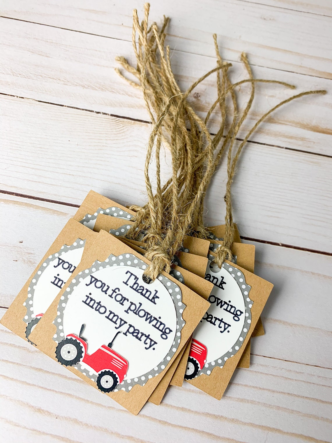Red tractor birthday party favor tags barnyard birthday party | Etsy