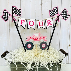 Pink Monster Truck Cake Topper, Monster Truck Birthday Decorations ...