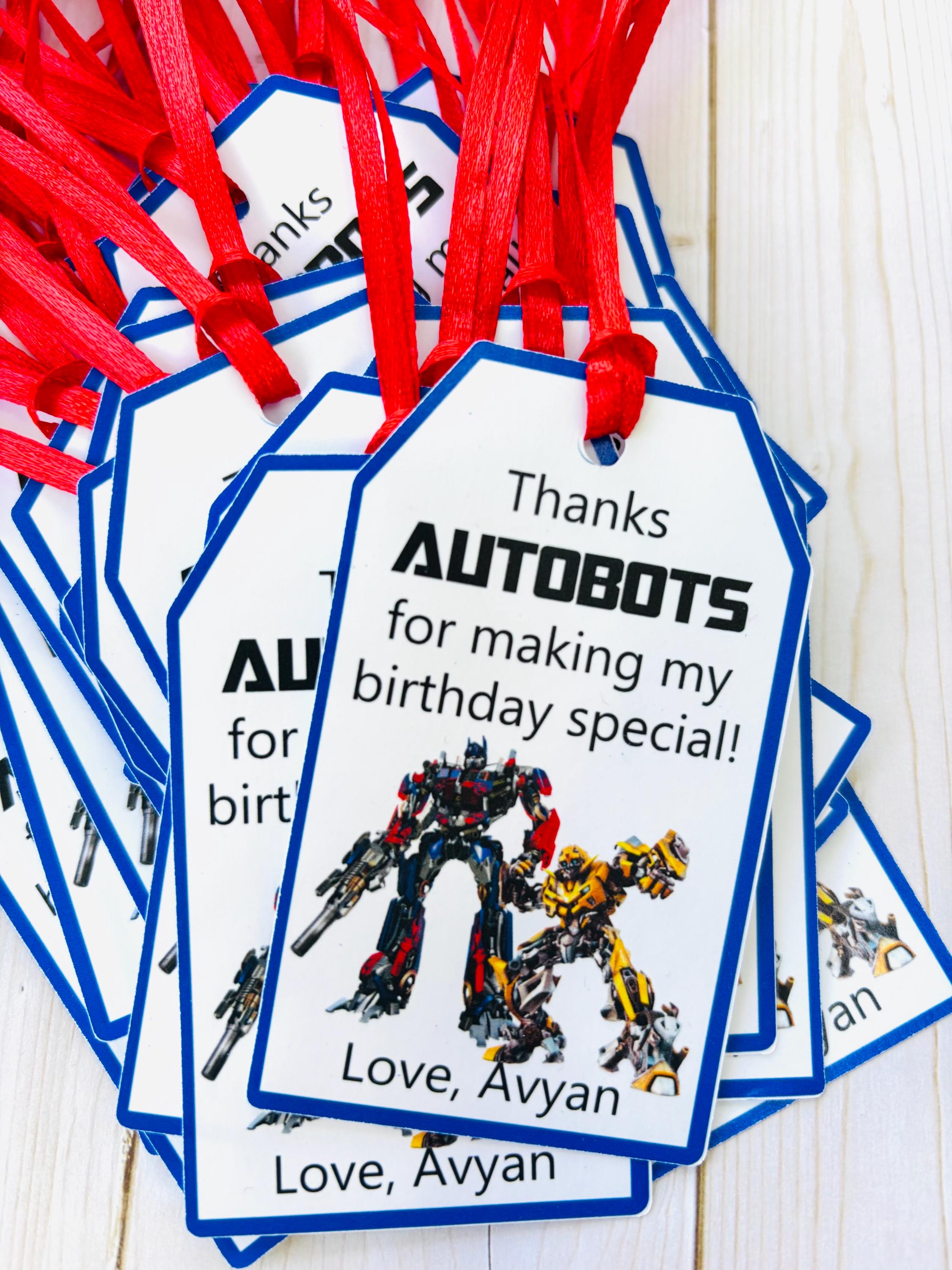 Transformers Birthday Party Favor Tags, Transformers Birthday Party ...