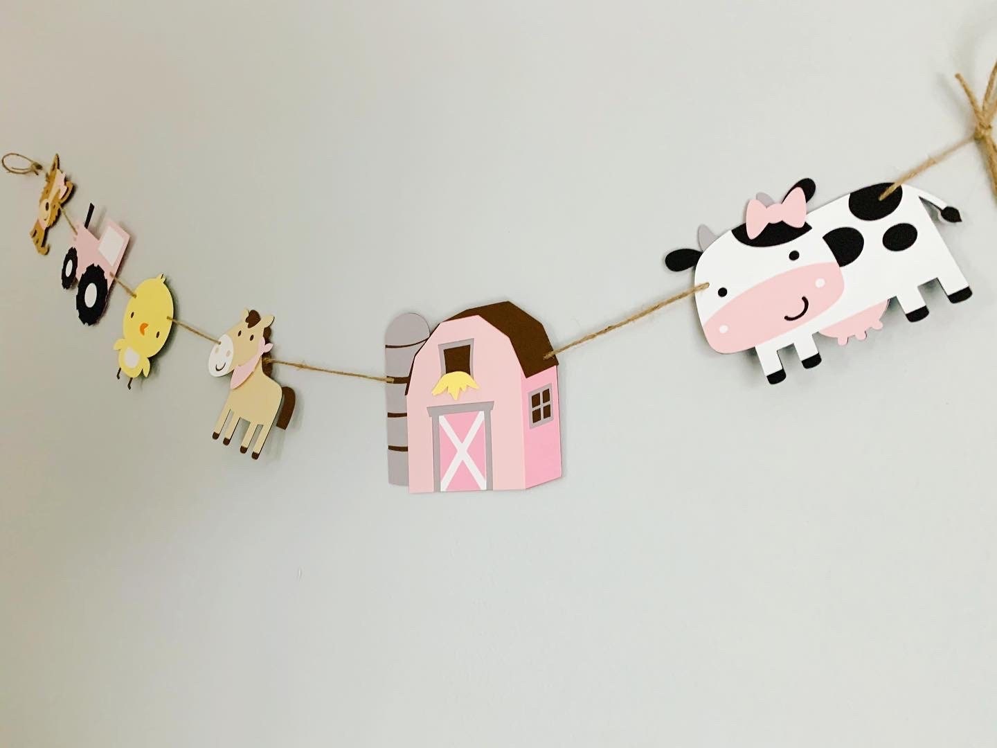 Barnyard girl birthday decorations pink barnyard animals | Etsy