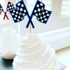 Checkered Flag Cupcake Toppers, Monster Trucks Party, Racing Party ...
