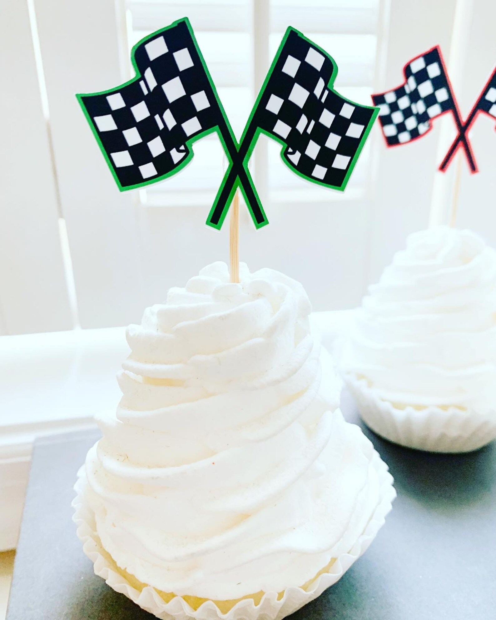 Checkered Flag Cupcake Toppers Monster Trucks Party Racing - Etsy
