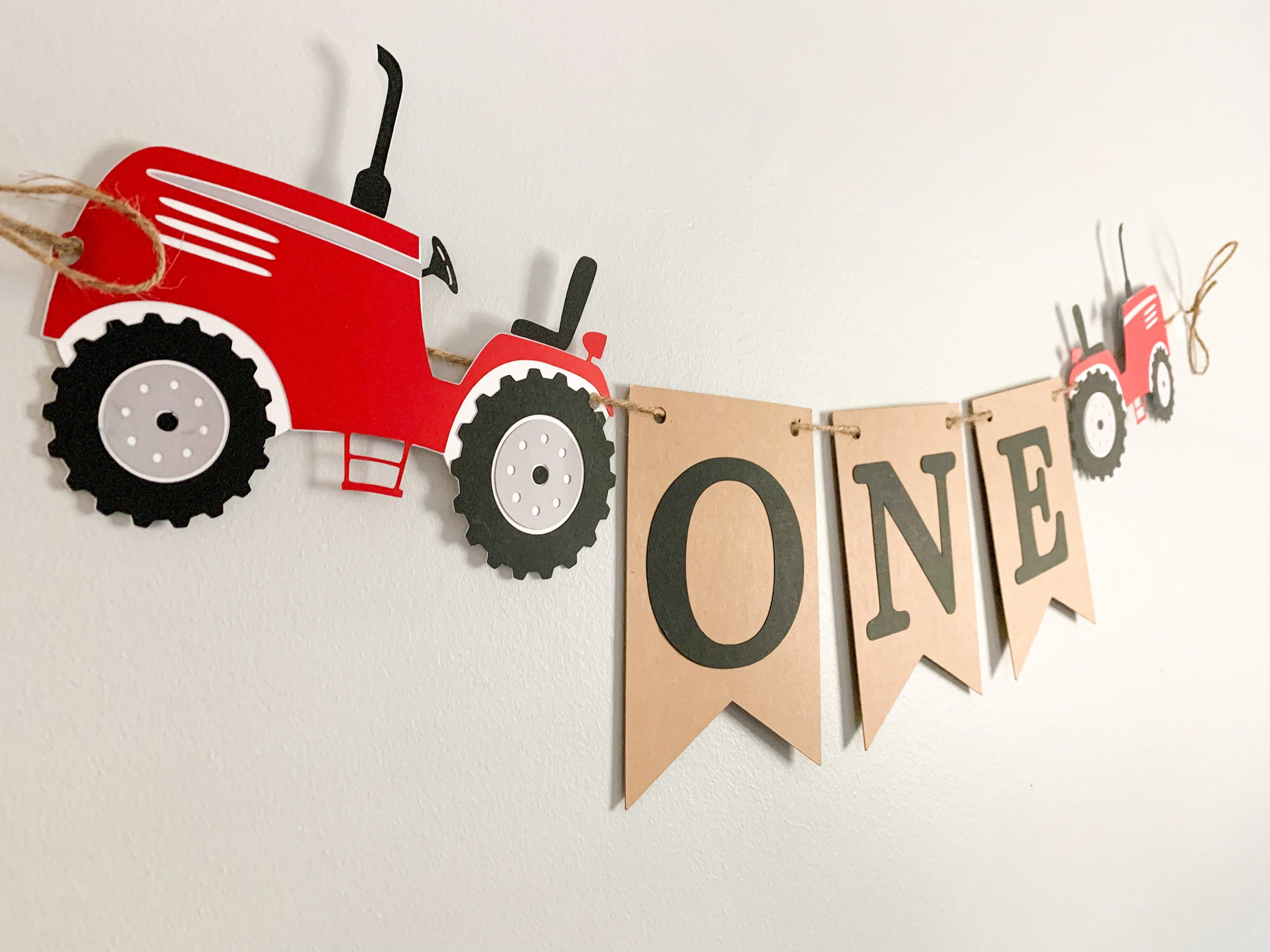 Red Tractor Birthday Decorations Red Tractor Age Banner | Etsy