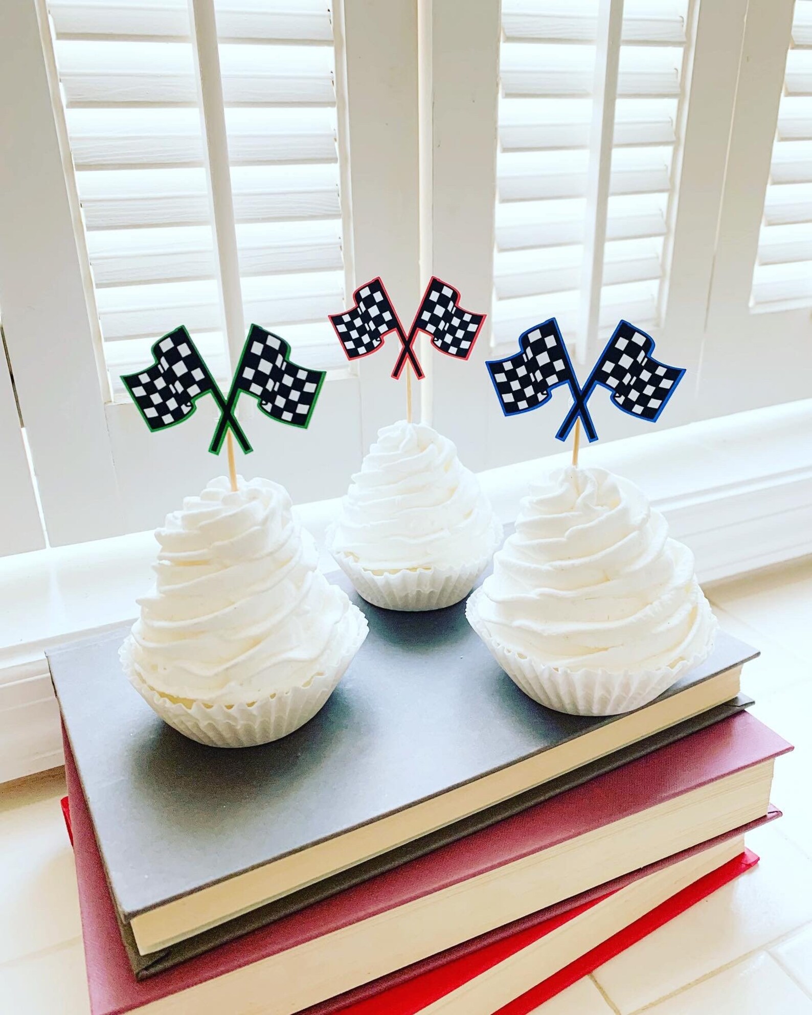 Checkered Flag Cupcake Toppers Monster Trucks Party Racing - Etsy