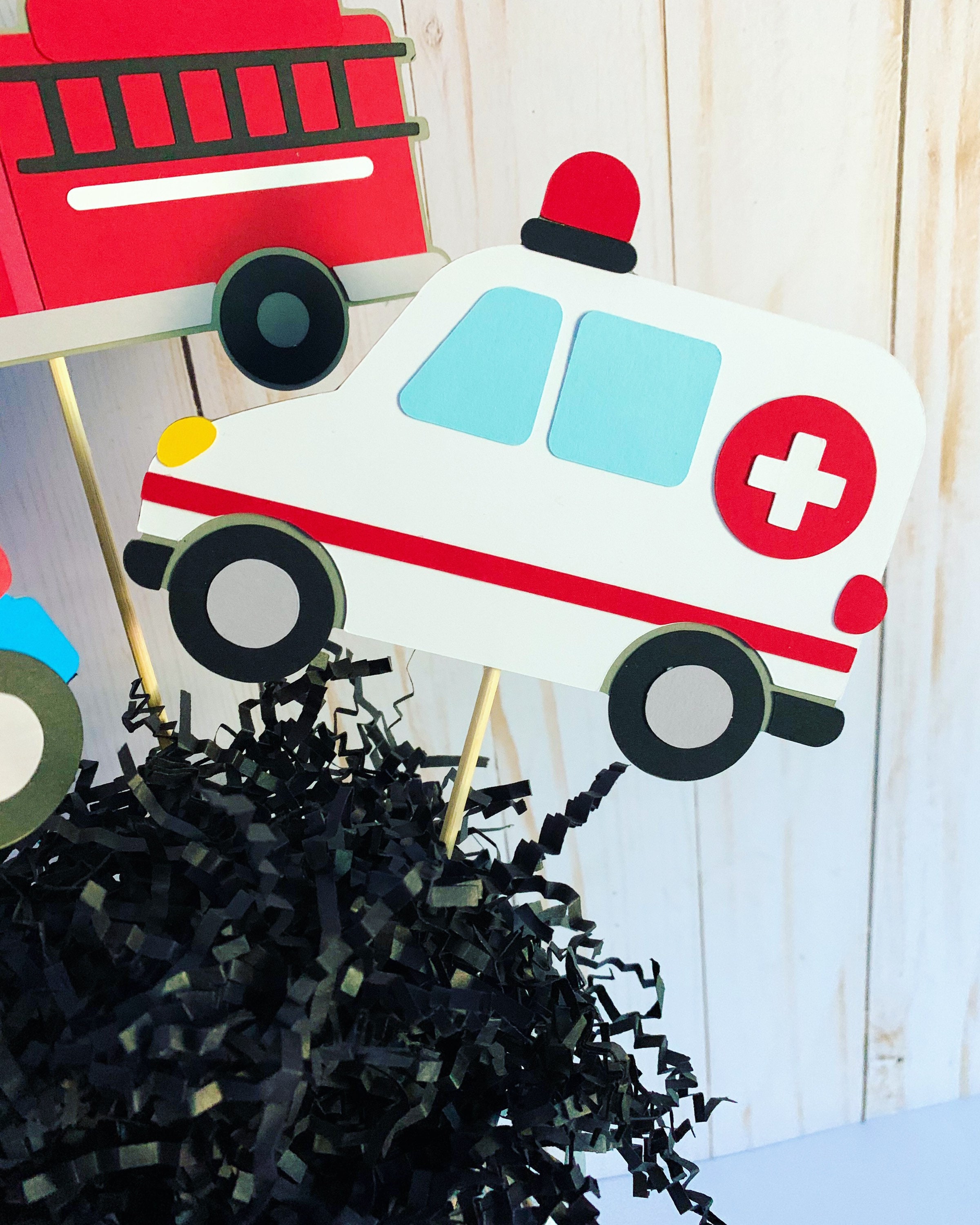 Emergency Vehicle Centerpiece Set, Firetruck, Police Car, Ambulance - Etsy