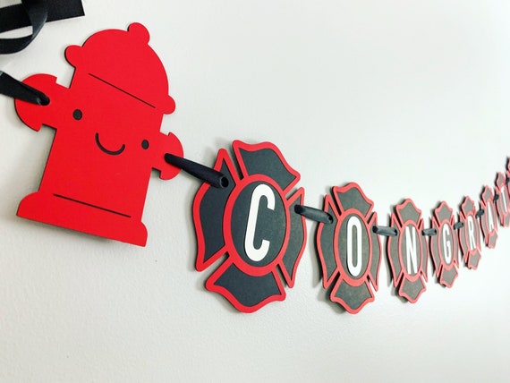 Firefighter CONGRATS banner*Firetruck party*Firetruck birthday party ...