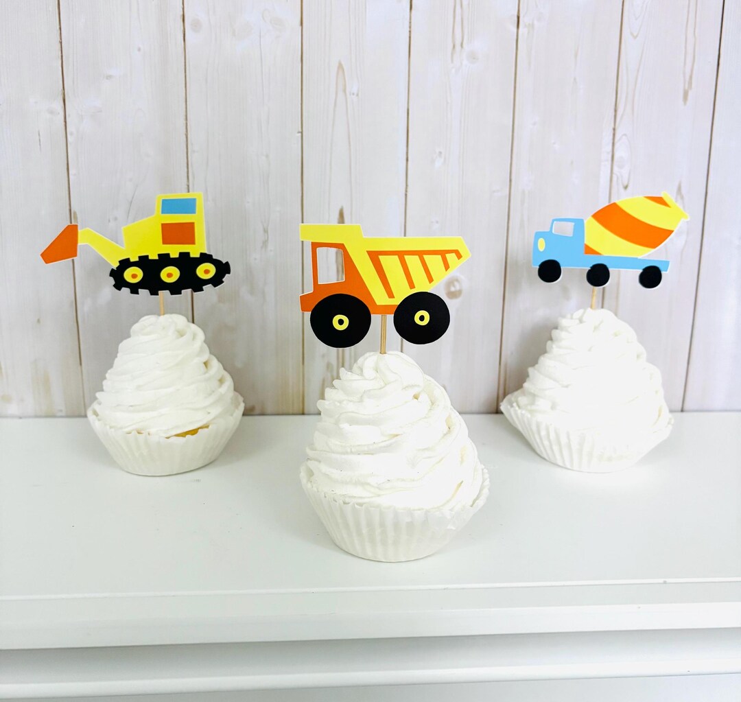 Construction Birthday, Construction Cupcake Toppers, Construction Baby ...