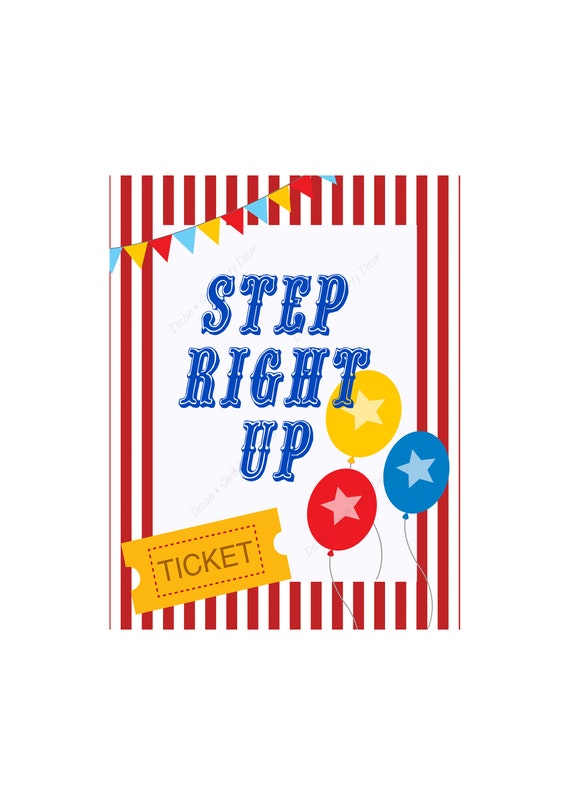 step right up sign*circus birthday party*circus party decorations ...
