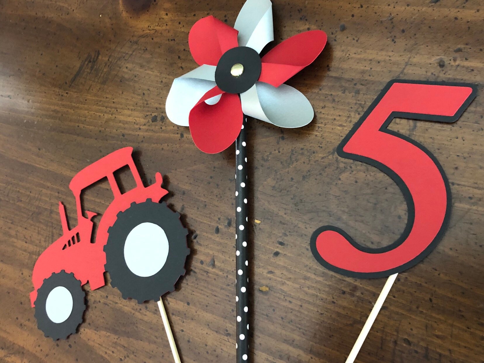 Red tractor birthday decorationstractor party | Etsy
