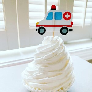 Fire and Rescue Birthday Party, Emergency Vehicle Cupcake Toppers ...