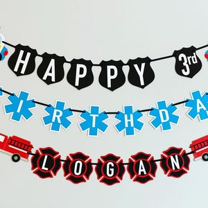 First Responders Birthday Decorations, Firetruck Police Ambulance ...