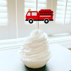 Fire and Rescue Birthday Party, Emergency Vehicle Cupcake Toppers ...
