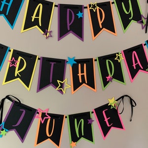 Neon Birthday Banner, Neon Party Decorations, Glow in the Dark Birthday ...