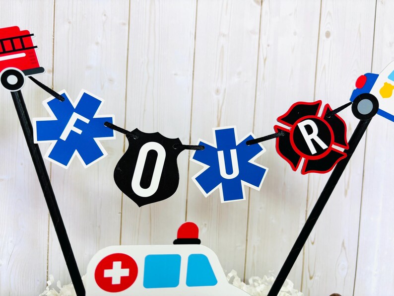 First Responders Cake Topper, Emergency Vehicle Birthday Party Decor - Etsy