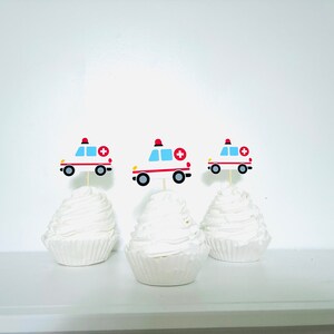 Ambulance Cupcake Toppers, Ems Birthday Party, Medic Birthday Party ...