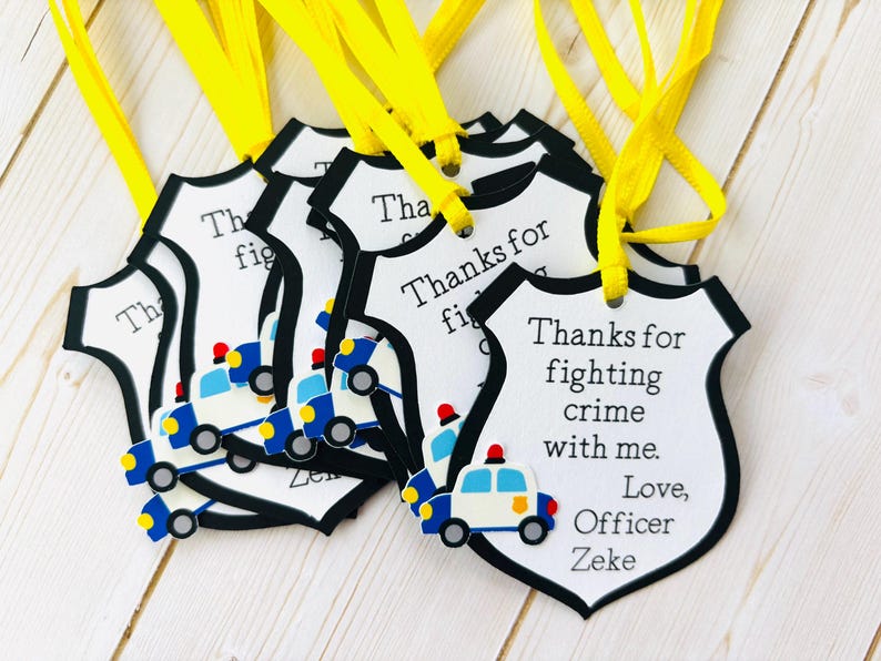 Police Officer Badge Favor Tags, Birthday Party Decor - Etsy