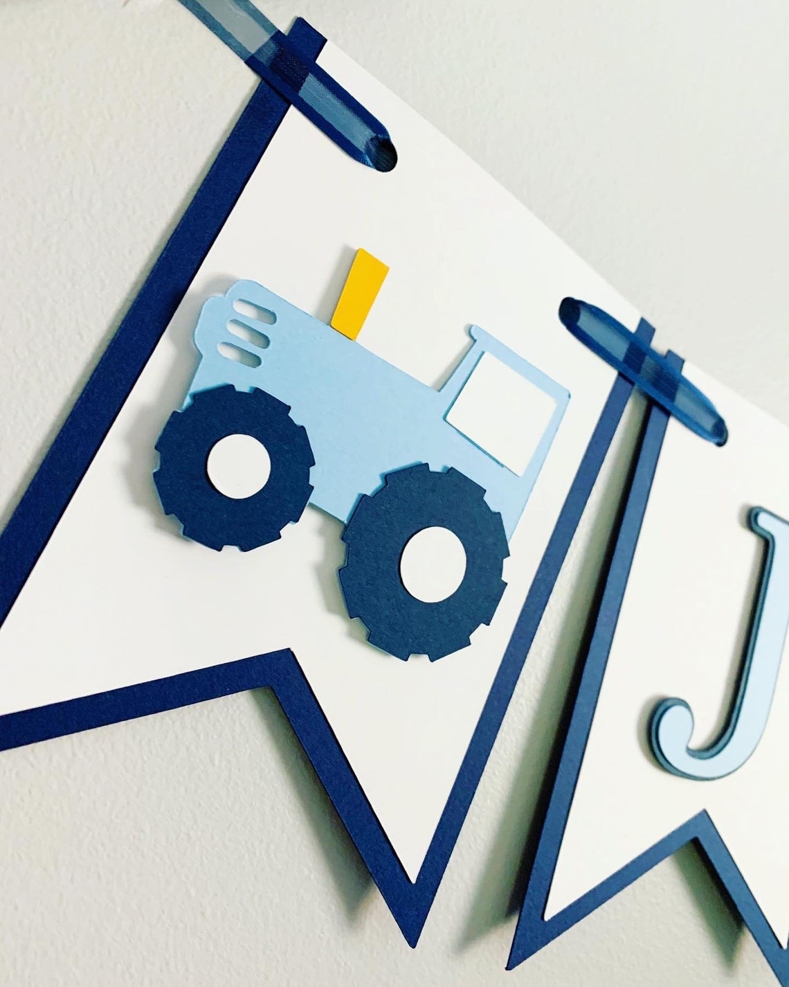 Blue Tractor Birthday Decorations Blue Tractor Name Banner - Etsy