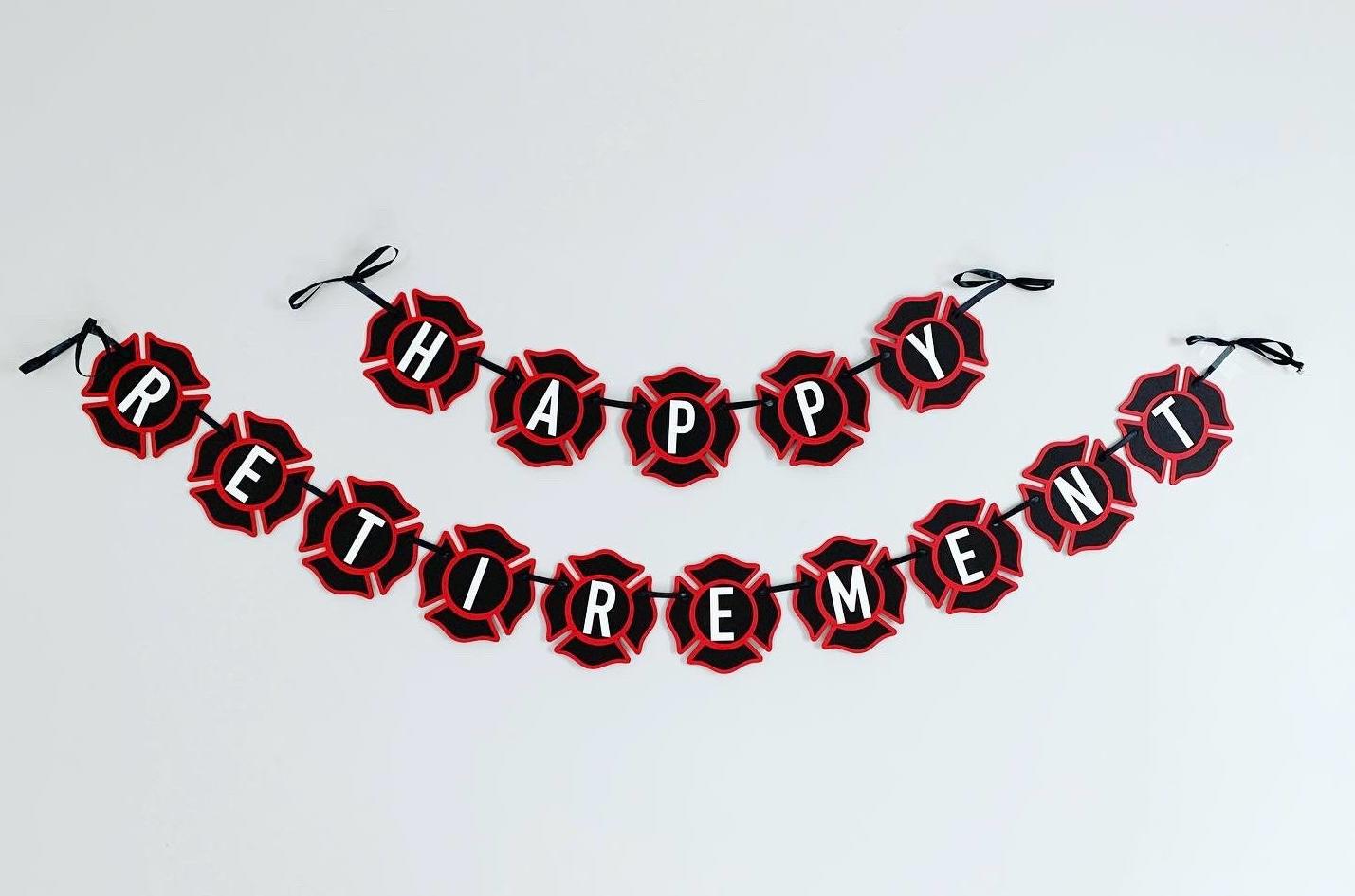 Firefighter Happy Retirement Banner, Firefighter Fire Chief Retirement ...