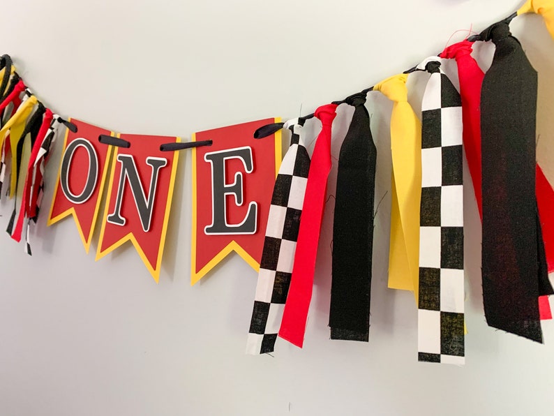 Red Yellow Racing Birthday Party, Race Car Birthday Party, Checkered ...