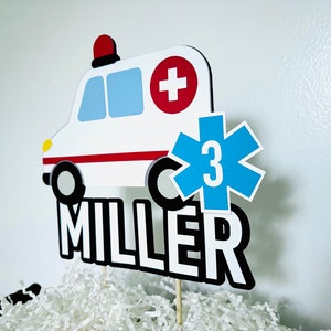 Ambulance Cake Topper, First Responders Birthday Decor, Paramedic ...