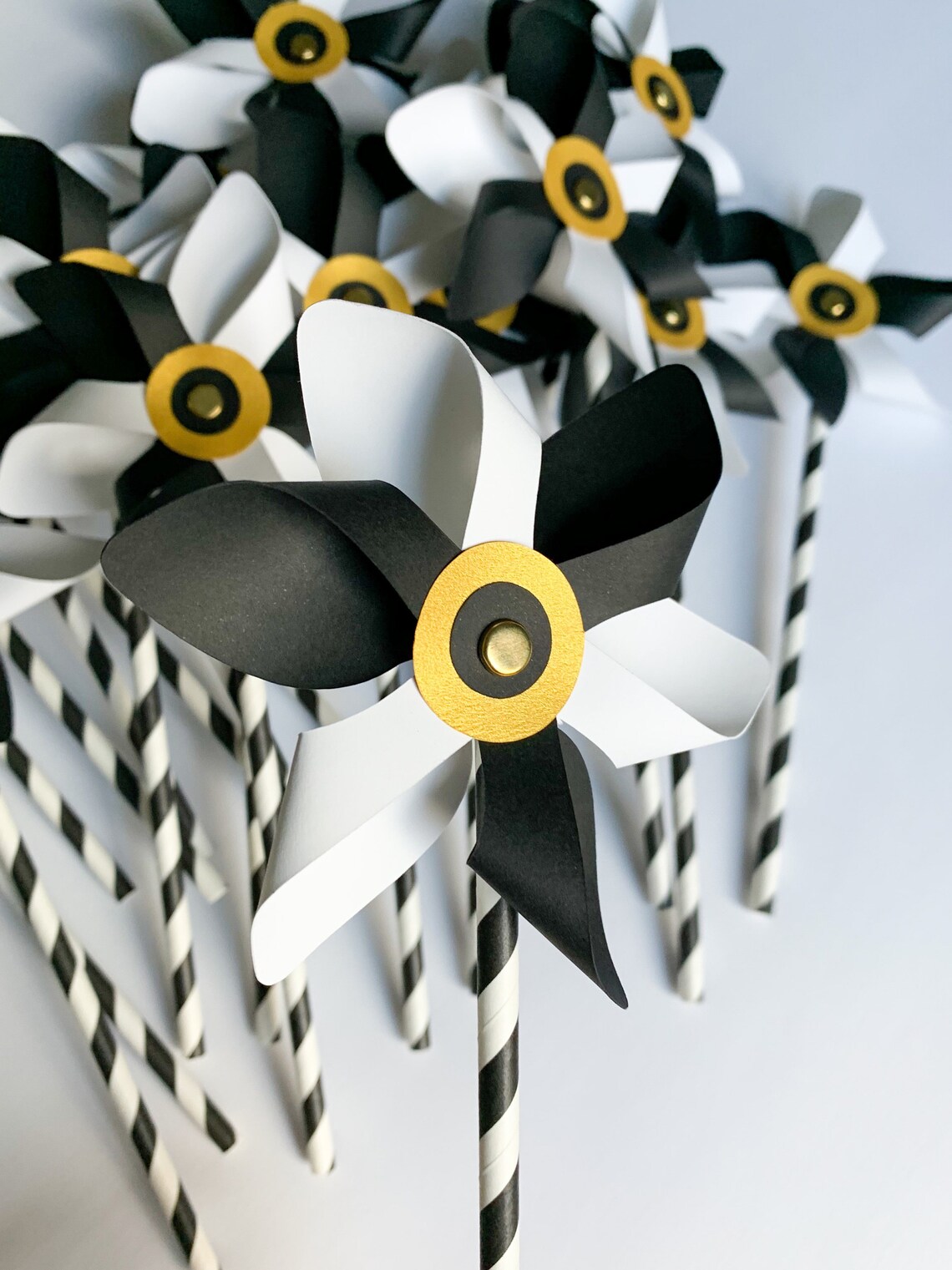 Black White Gold Pinwheelsblack White Gold Wedding Table - Etsy