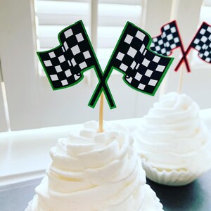 Checkered Flag Cupcake Toppers, Monster Trucks Party, Racing Party ...